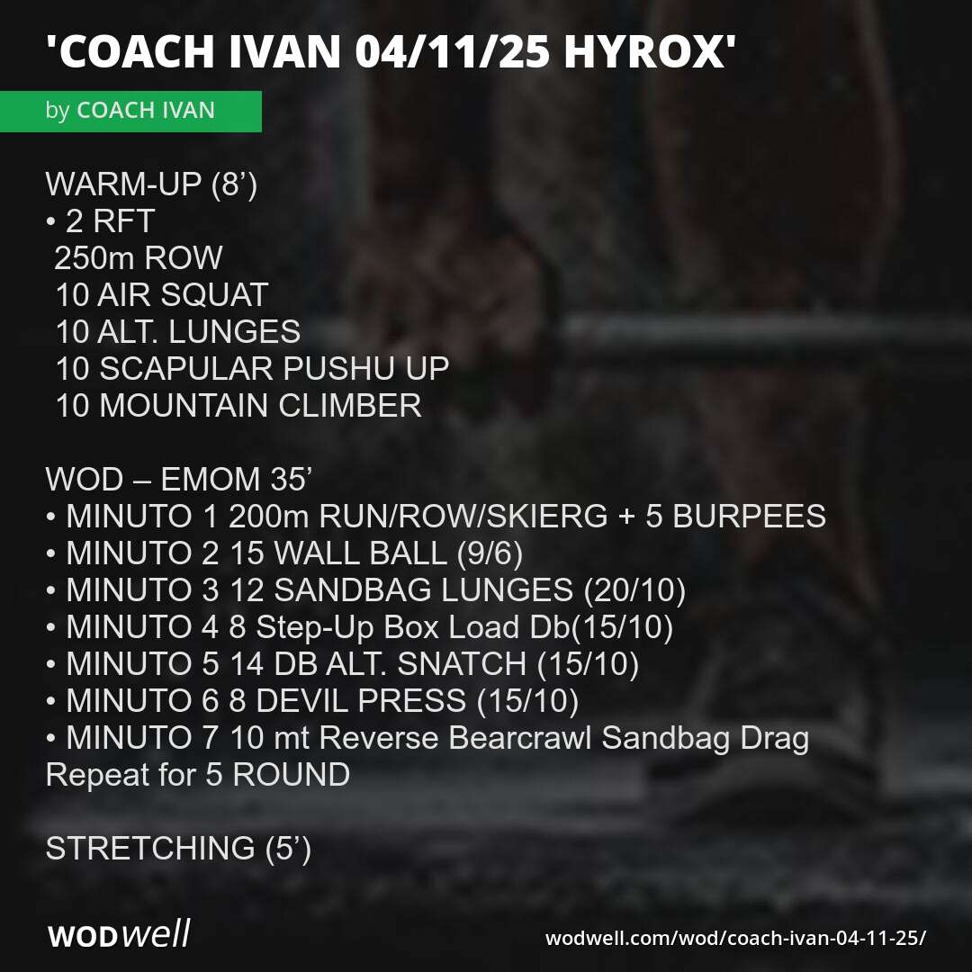 "COACH IVAN 04/11/25 HYROX" Workout, Coach Creation WOD | WODwell