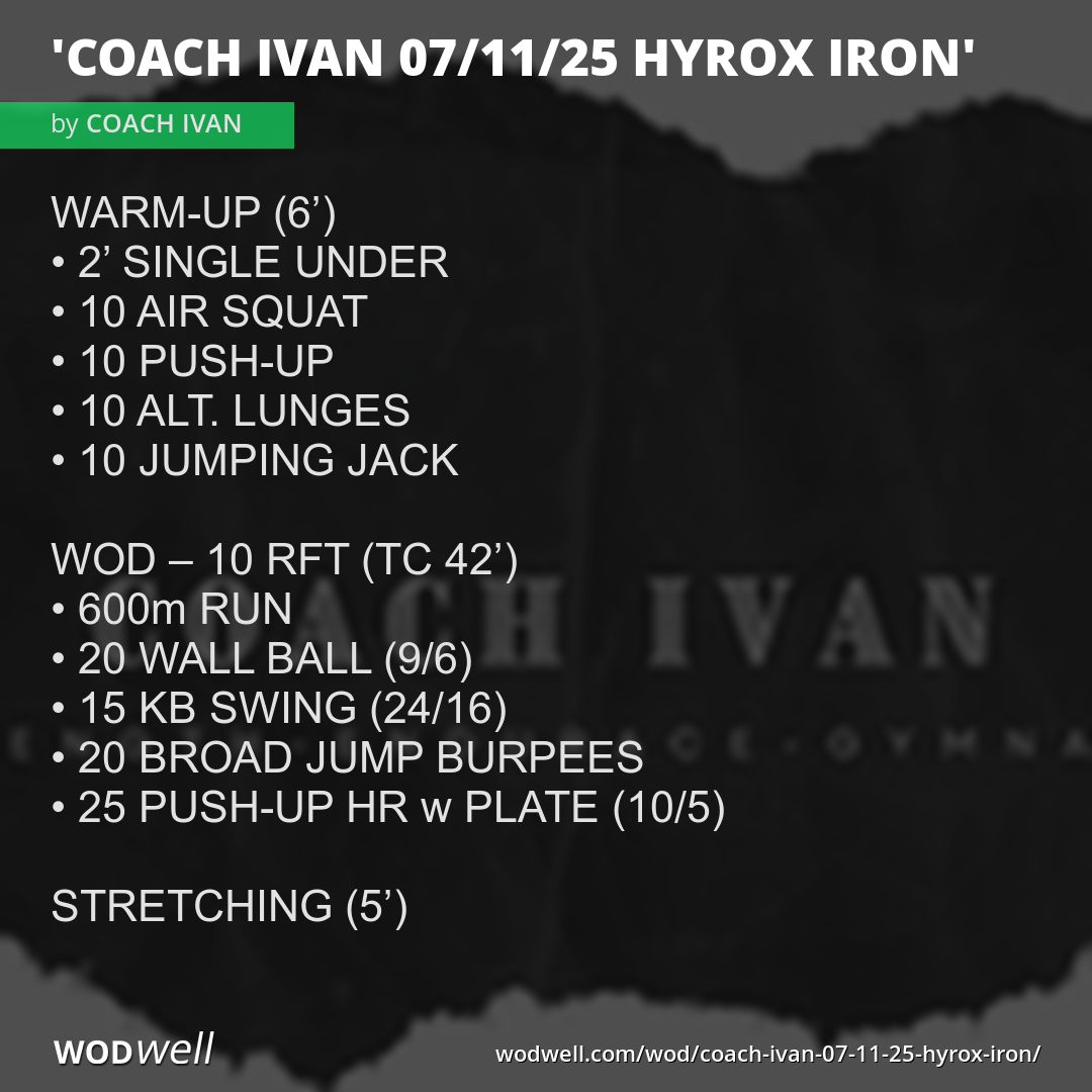"COACH IVAN 07/11/25 HYROX IRON" Workout, Coach Creation WOD | WODwell