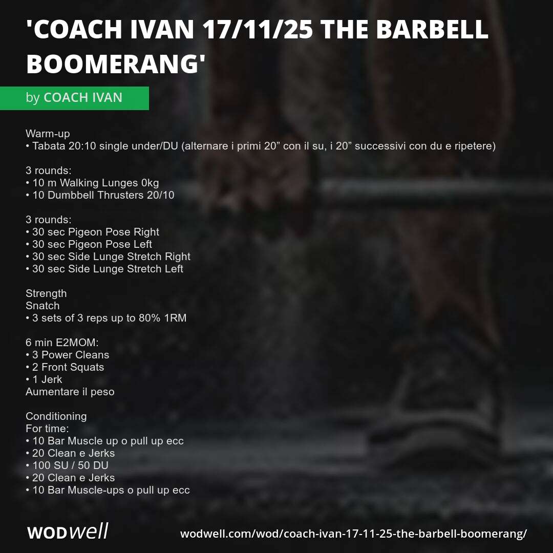 "COACH iVAN 17/11/25 THE BARBELL BOOMERANG" Workout, Coach Creation WOD ...