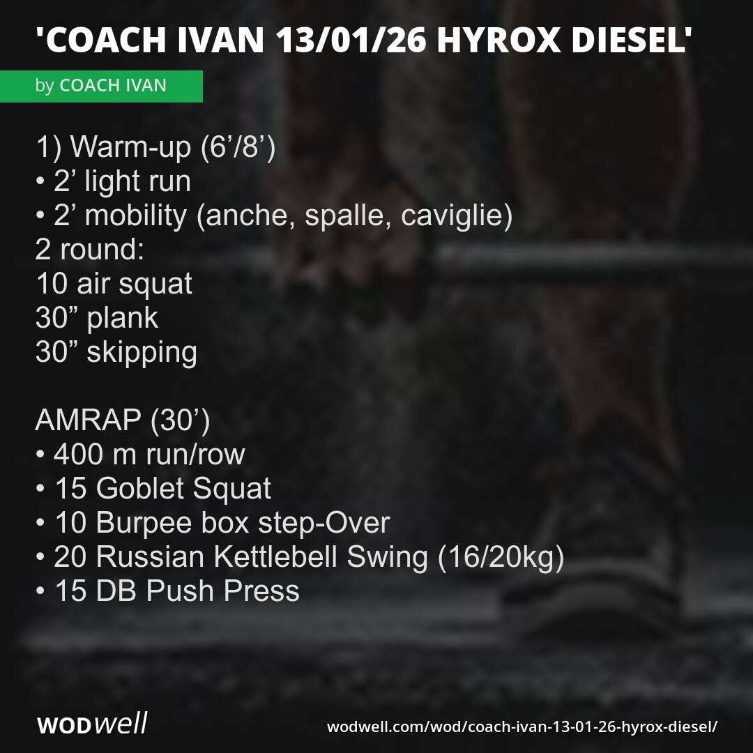"COACH IVAN 13/01/26 HYROX DIESEL" Workout, Coach Creation WOD | WODwell