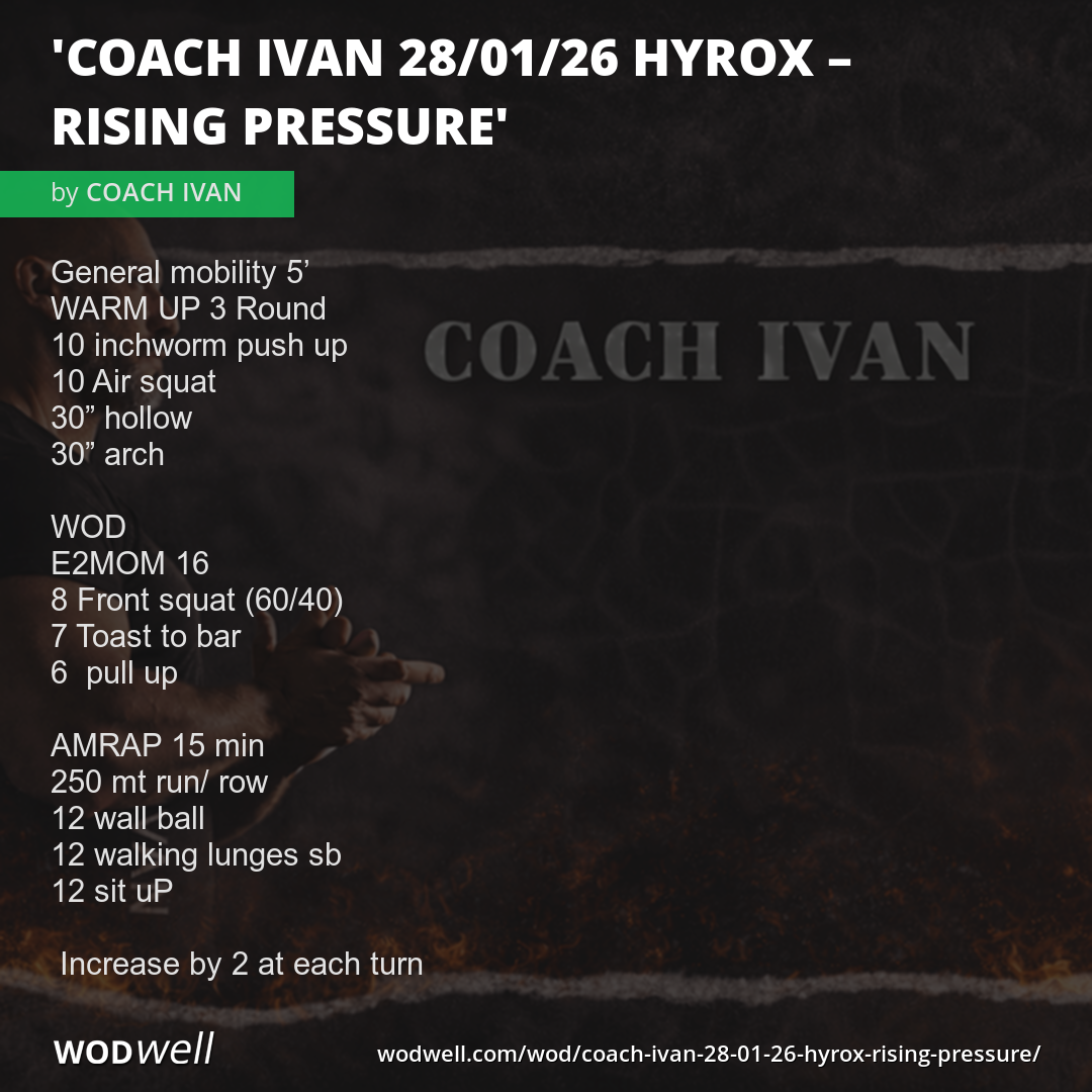 "COACH IVAN 28/01/26 HYROX – RISING PRESSURE" Workout, Coach Creation ...