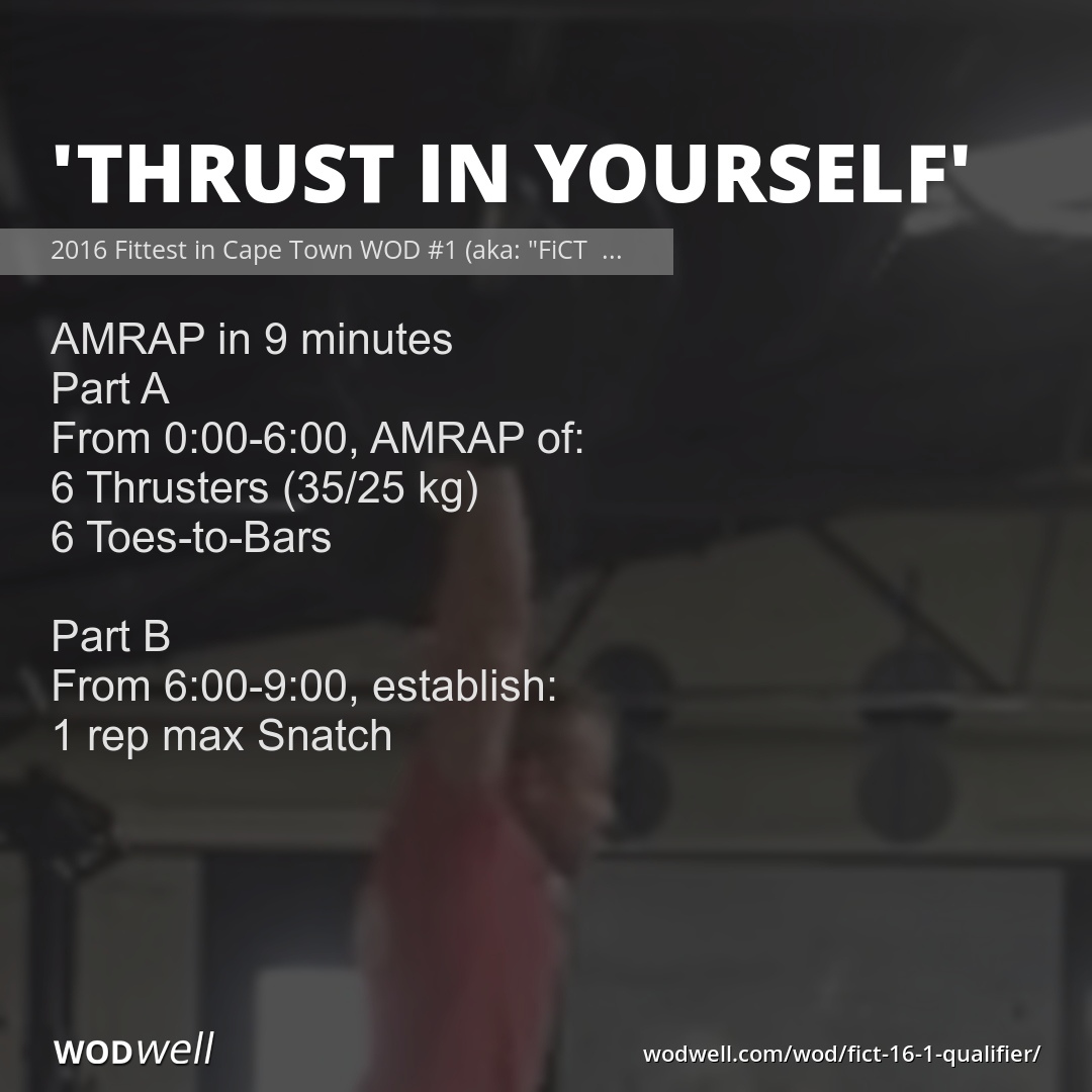 "Thrust in Yourself" Workout, 2016 Fittest in Cape Town WOD #1 (aka ...