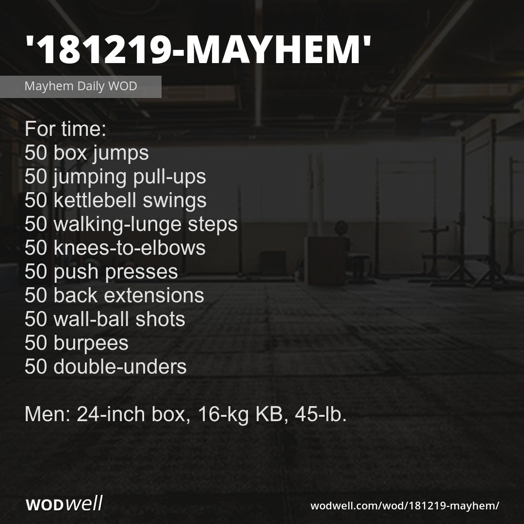 "181219-Mayhem" Workout, Mayhem Daily WOD | WODwell