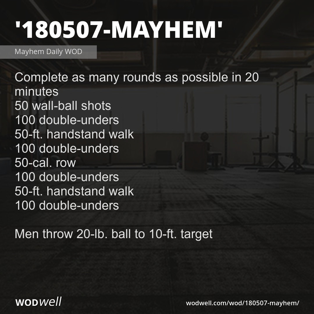 "180507-Mayhem" Workout, Mayhem Daily WOD | WODwell