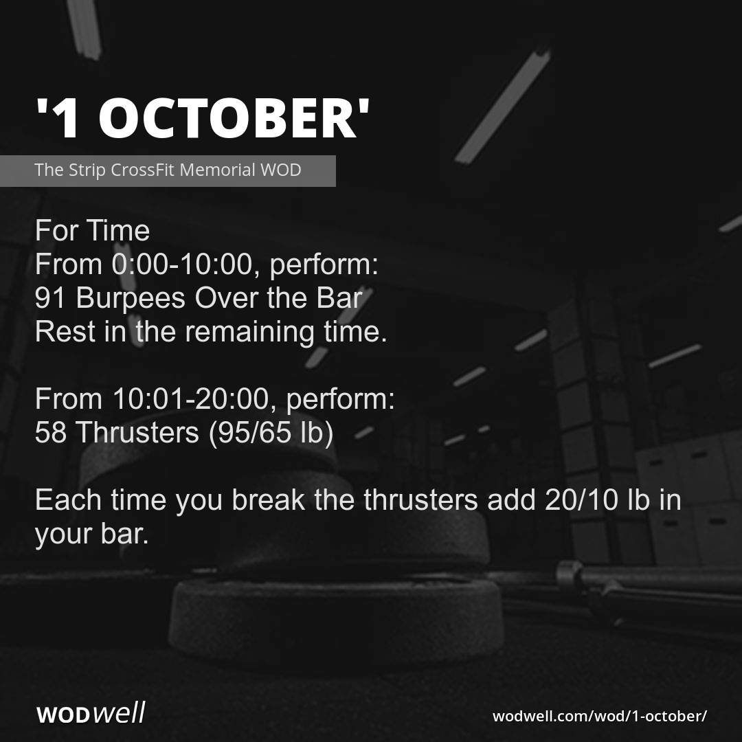 "1 October" Workout, The Strip CrossFit Memorial WOD | WODwell