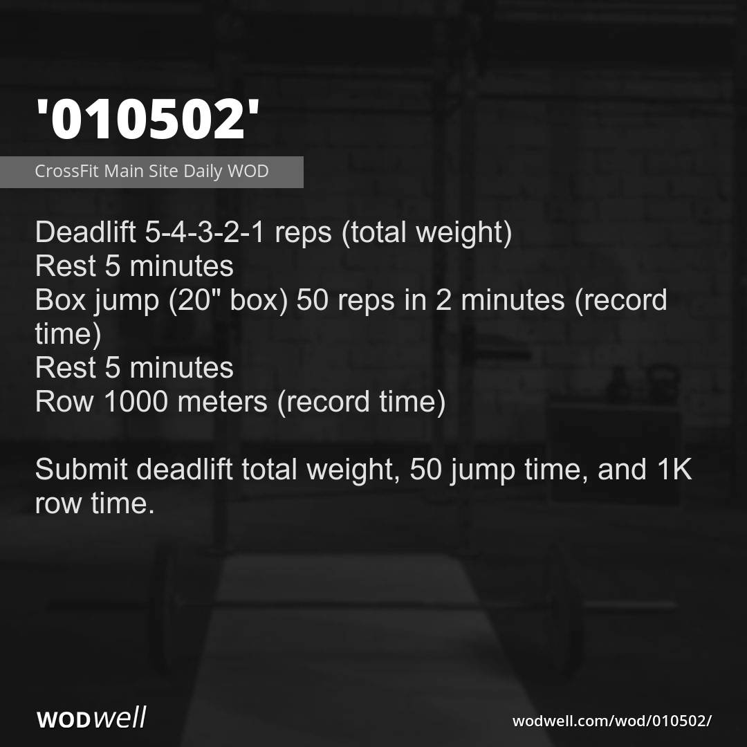 "010502" Workout, CrossFit Main Site Daily WOD | WODwell