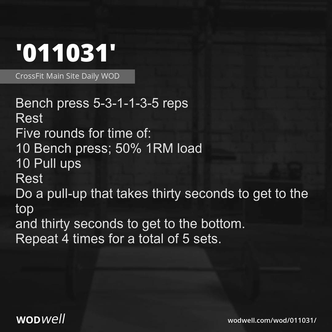 "011031" Workout, CrossFit Main Site Daily WOD | WODwell