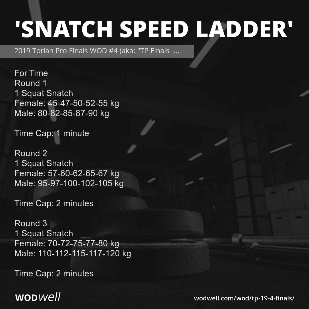 "Snatch Speed Ladder" Workout, 2019 Torian Pro Finals WOD #4 (aka: "TP ...