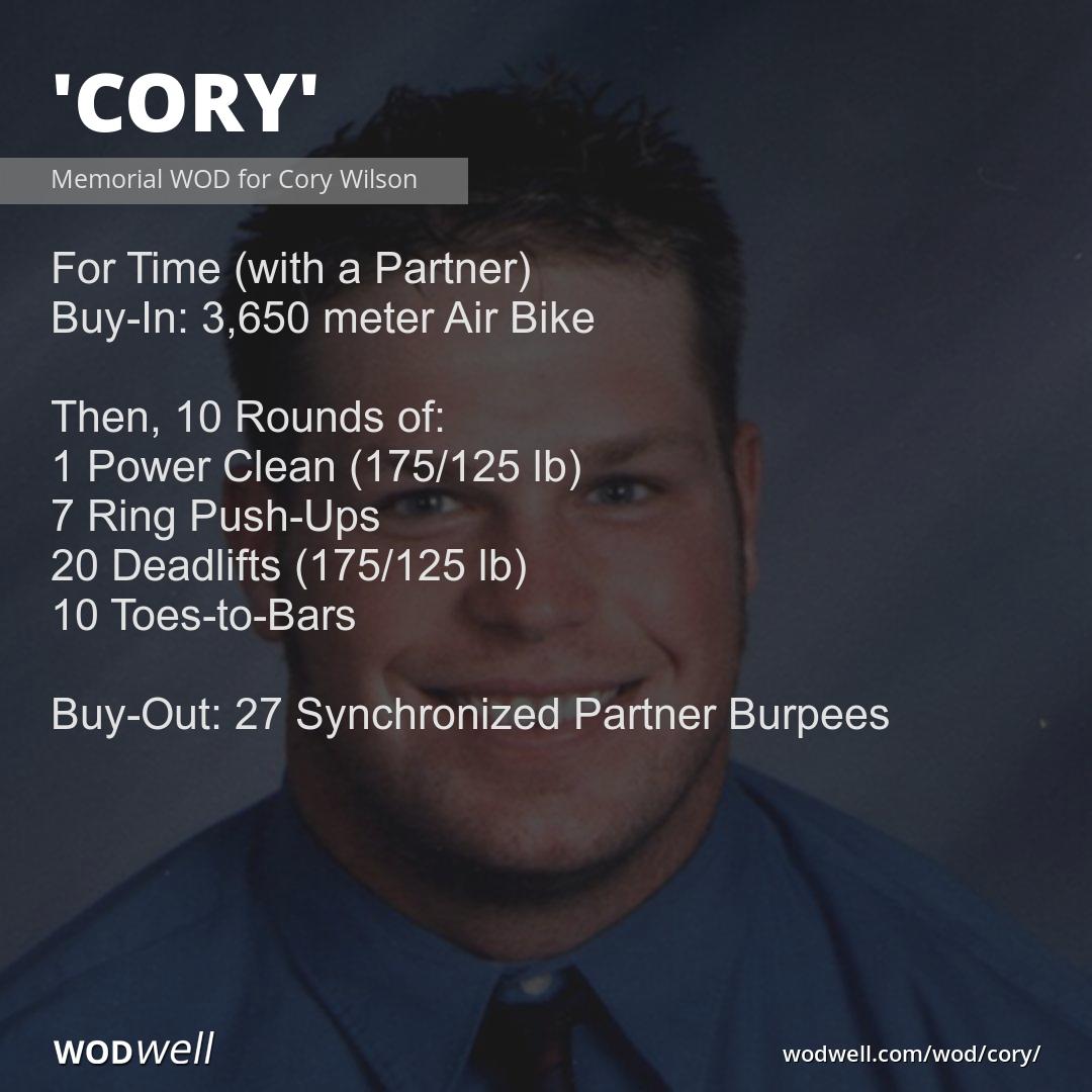 "Cory" Workout, Memorial WOD for Cory Wilson | WODwell