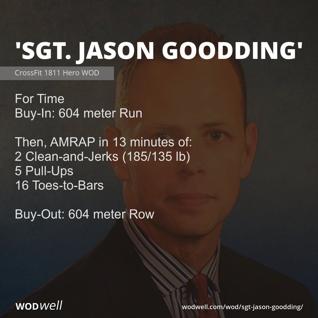"Sgt. Jason Goodding" Workout, CrossFit 1811 Hero WOD | WODwell
