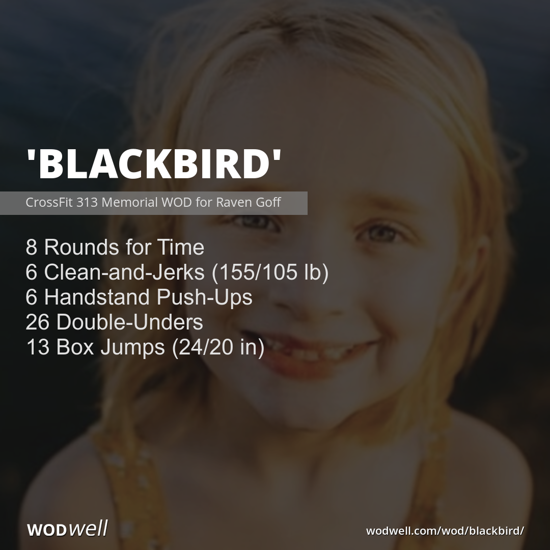 "Blackbird" Workout, CrossFit 313 Memorial WOD for Raven Goff | WODwell