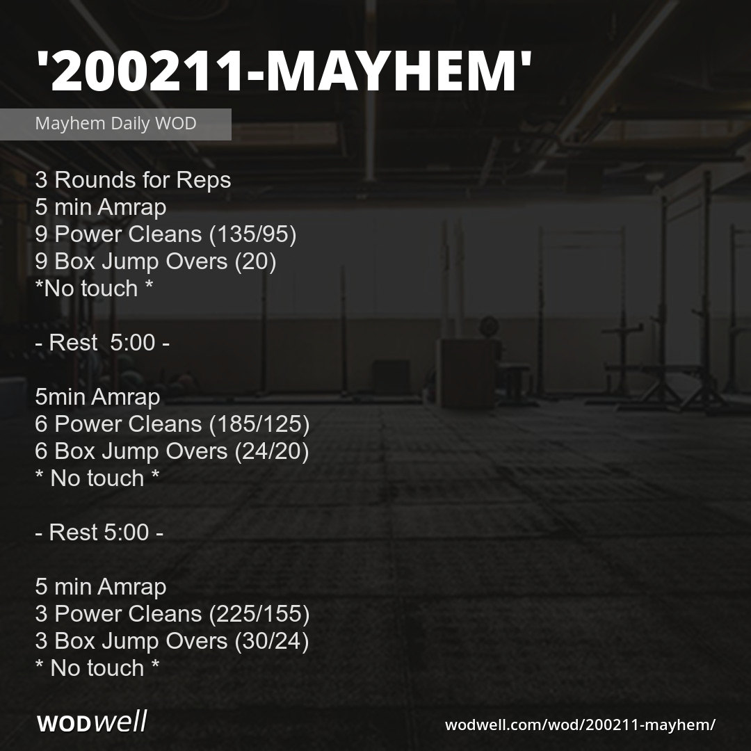 "200211-Mayhem" Workout, Mayhem Daily WOD | WODwell