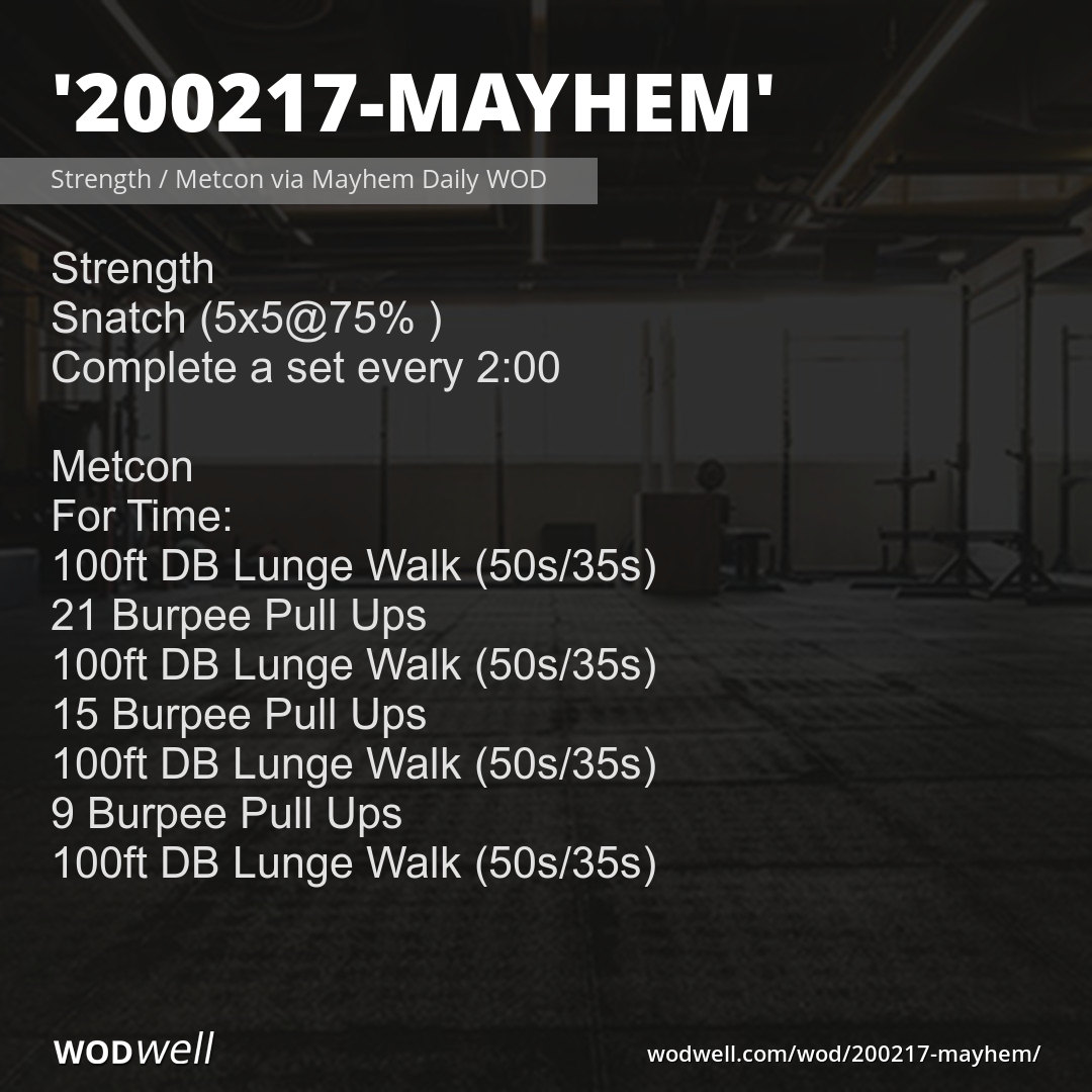 "200217-Mayhem" Workout, Strength / Metcon via Mayhem Daily WOD | WODwell