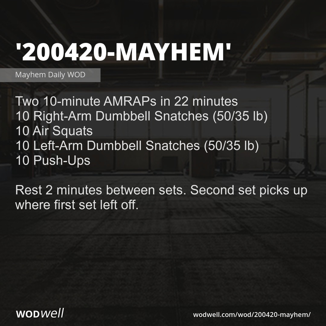"200420-Mayhem" Workout, Mayhem Daily WOD | WODwell
