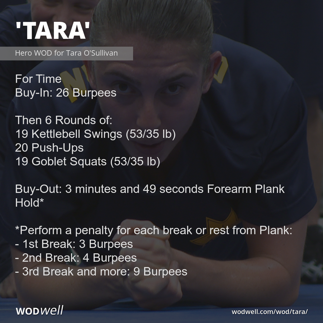 "Tara" Workout, Hero WOD for Tara O'Sullivan | WODwell