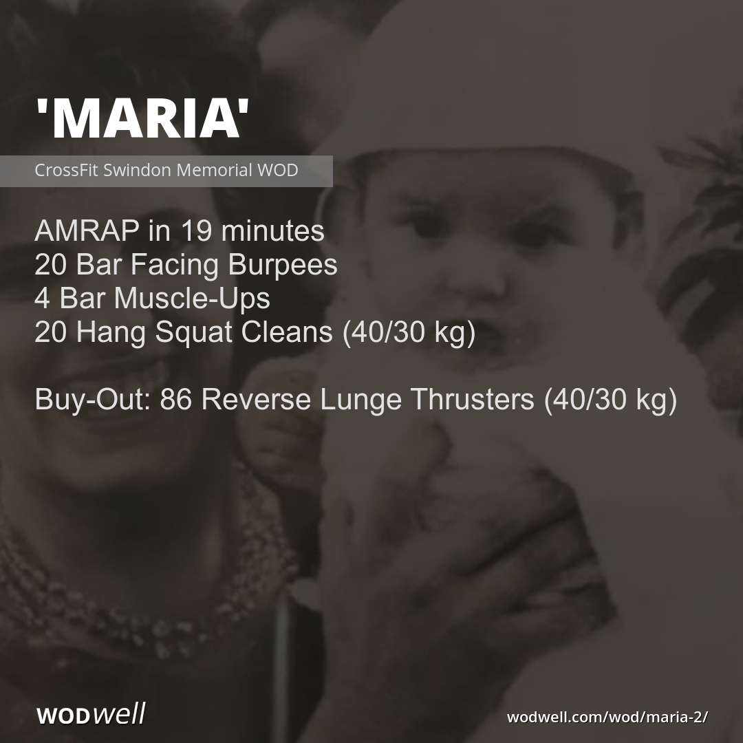 "Maria" Workout, CrossFit Swindon Memorial WOD | WODwell