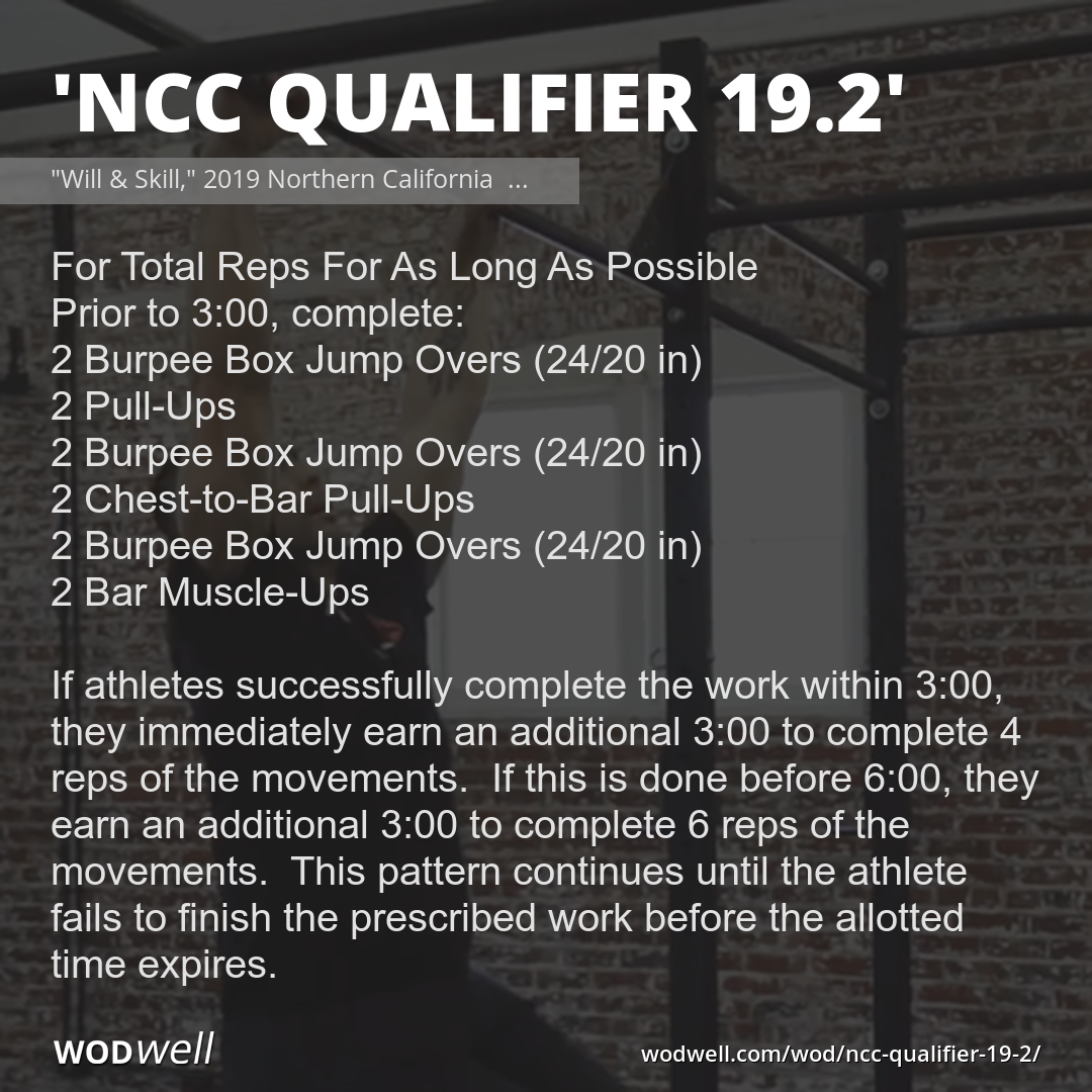 "NCC Qualifier 19.2" Workout, "Will & Skill," 2019 Northern California ...