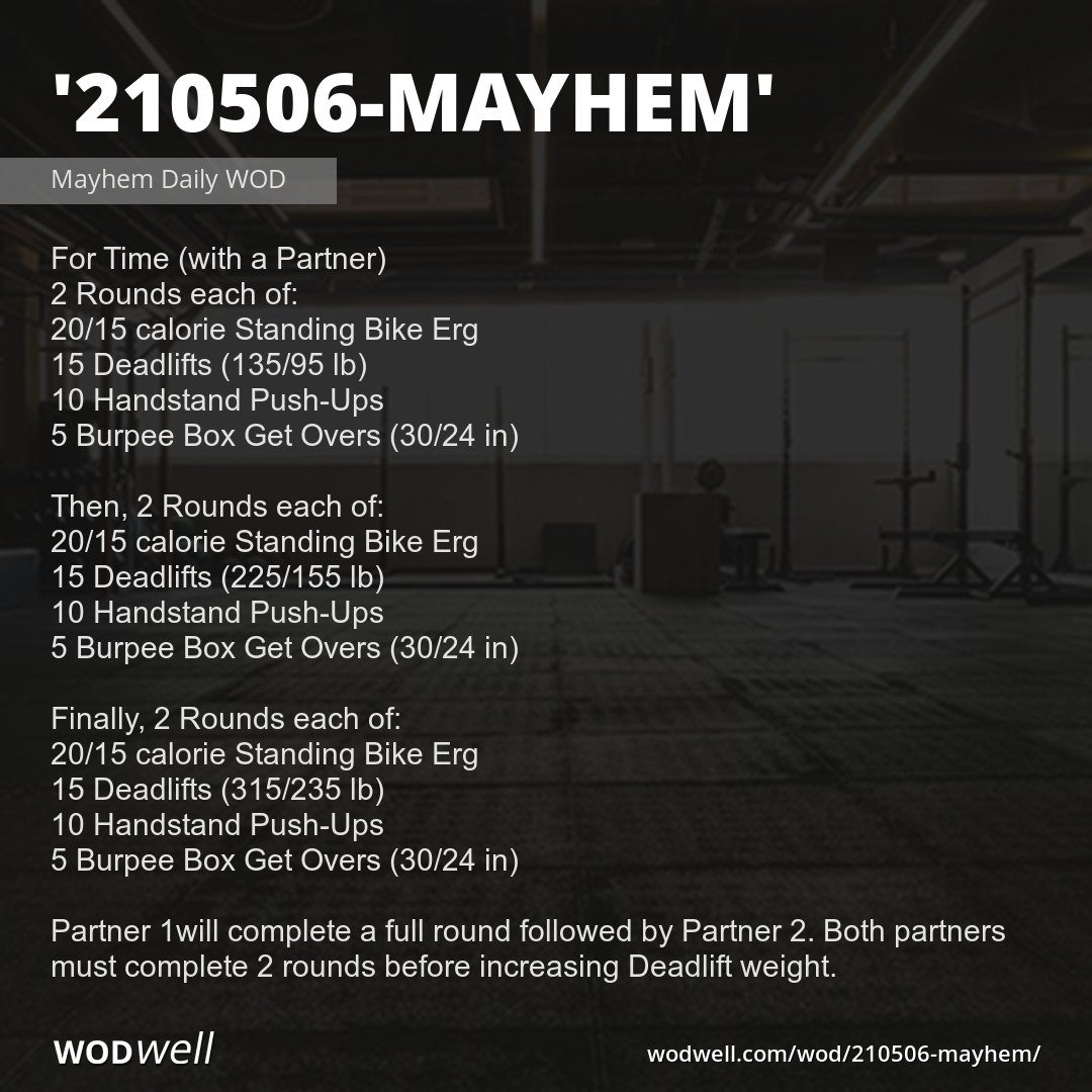 "210506-Mayhem" Workout, Mayhem Daily WOD | WODwell