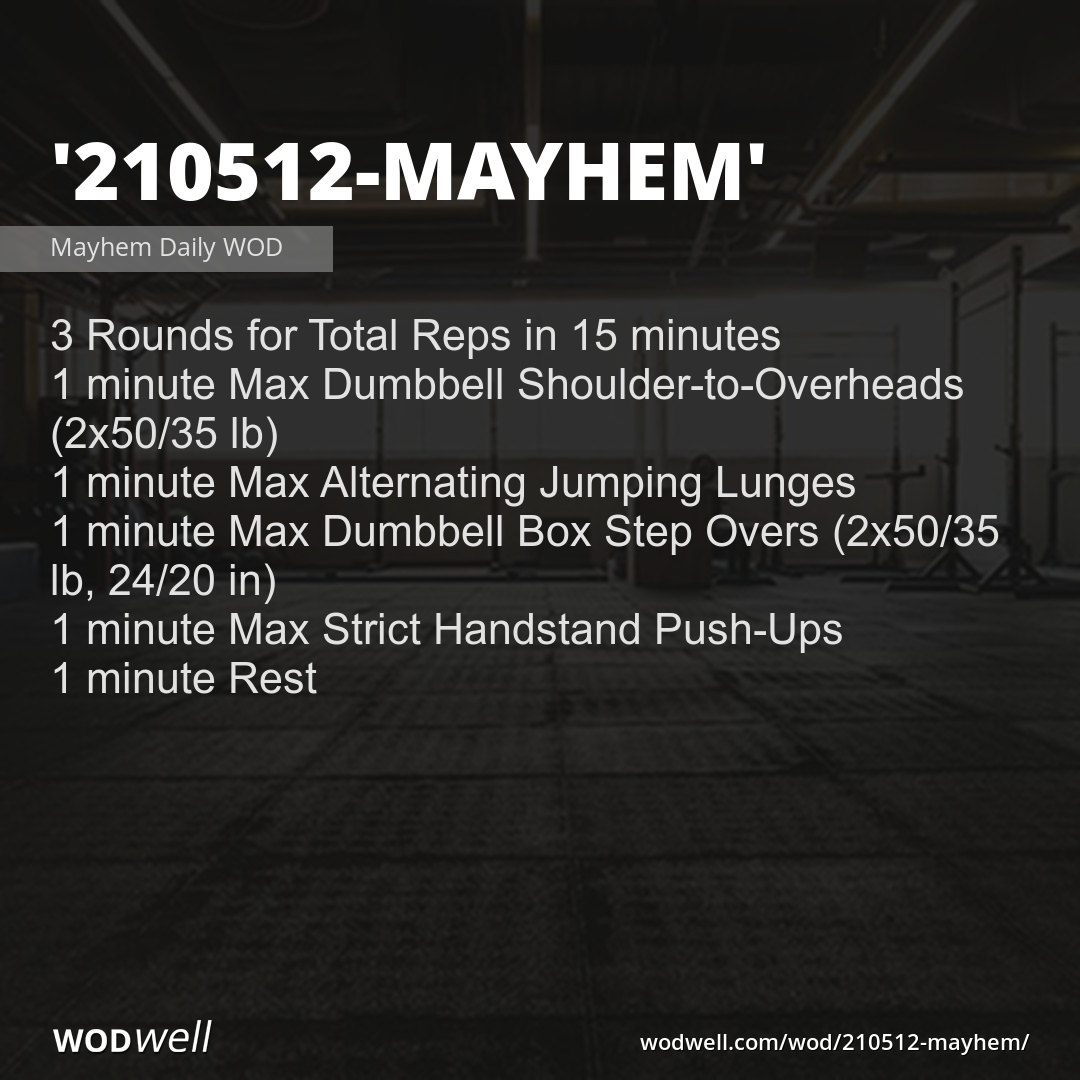 "210512-Mayhem" Workout, Mayhem Daily WOD | WODwell