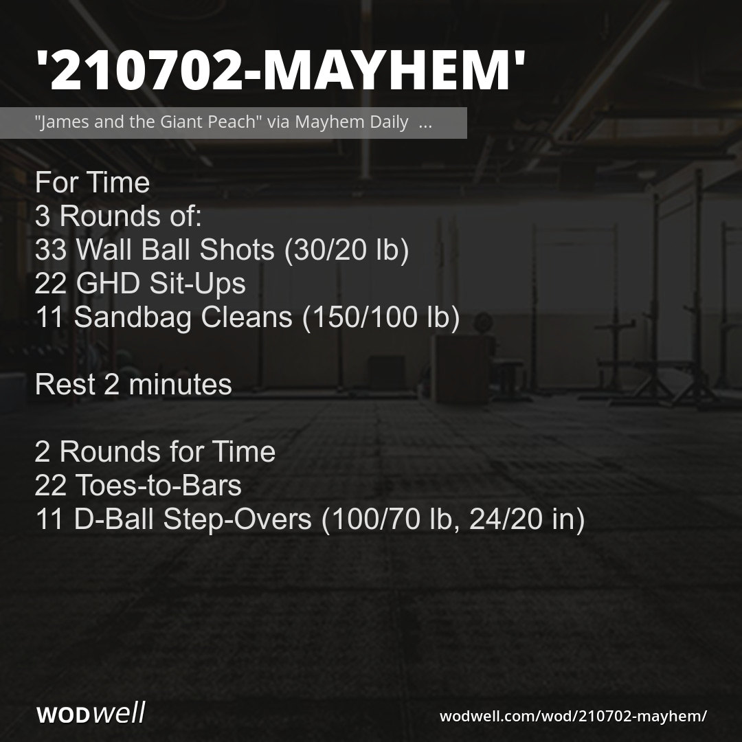"210702-Mayhem" Workout, "James and the Giant Peach" via Mayhem Daily ...