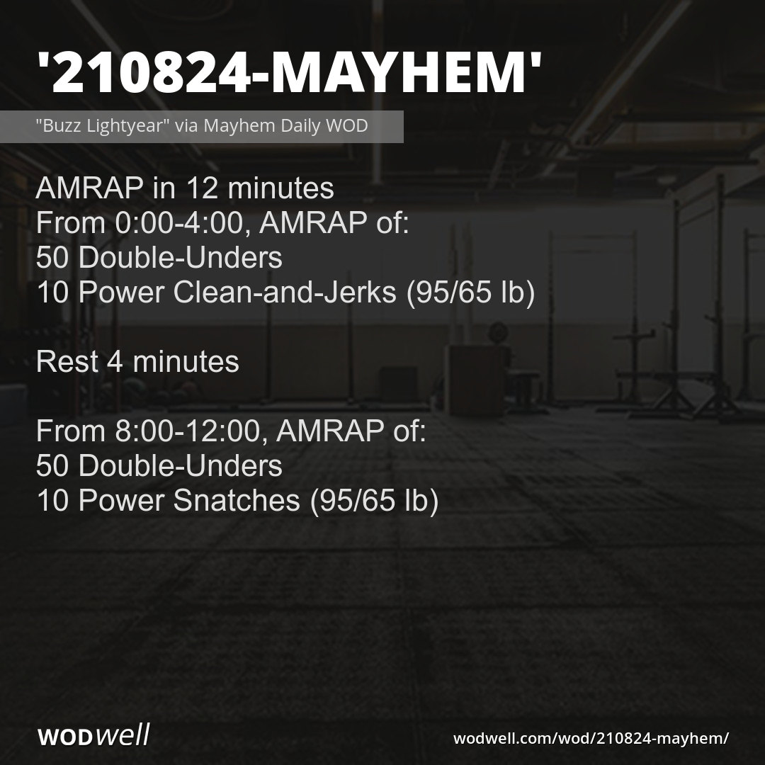 "210824-Mayhem" Workout, "Buzz Lightyear" via Mayhem Daily WOD | WODwell