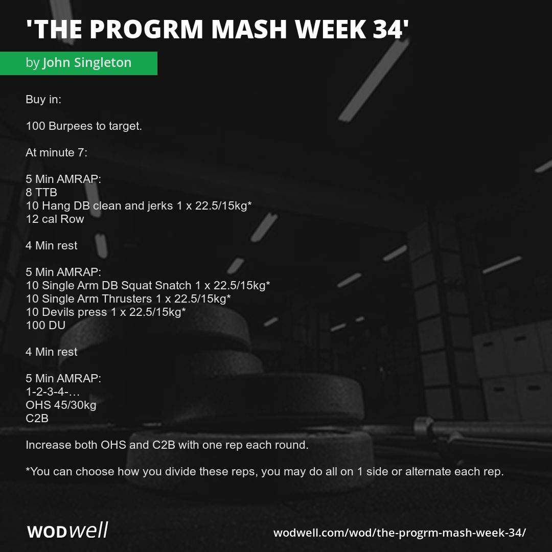"THE PROGRM MASH WEEK 34" Workout, Coach Creation WOD | WODwell