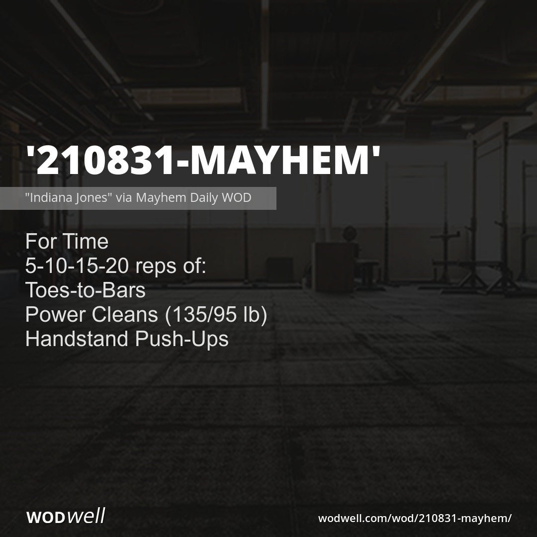"210831-Mayhem" Workout, "Indiana Jones" via Mayhem Daily WOD | WODwell