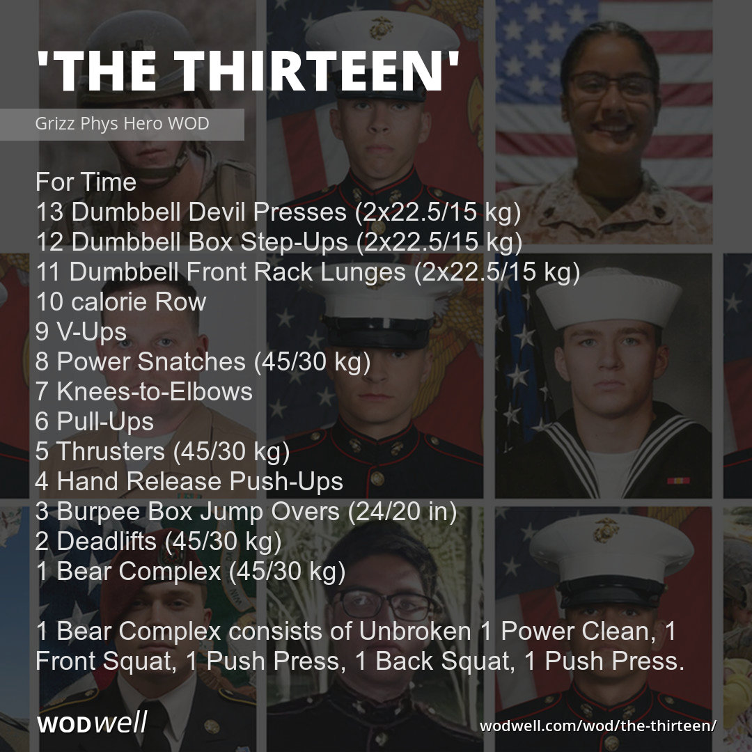 "The Thirteen" Workout, Grizz Phys Hero WOD | WODwell