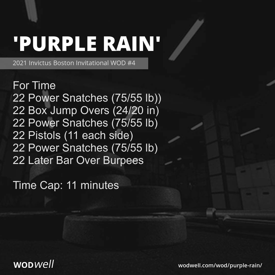 "Purple Rain" Workout, 2021 Invictus Boston Invitational WOD #4 | WODwell