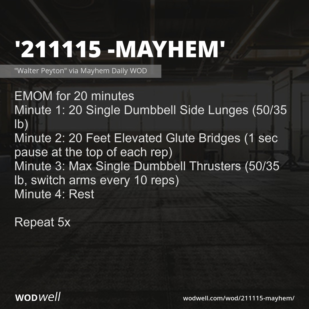 "211115 -Mayhem" Workout, "Walter Peyton" via Mayhem Daily WOD | WODwell