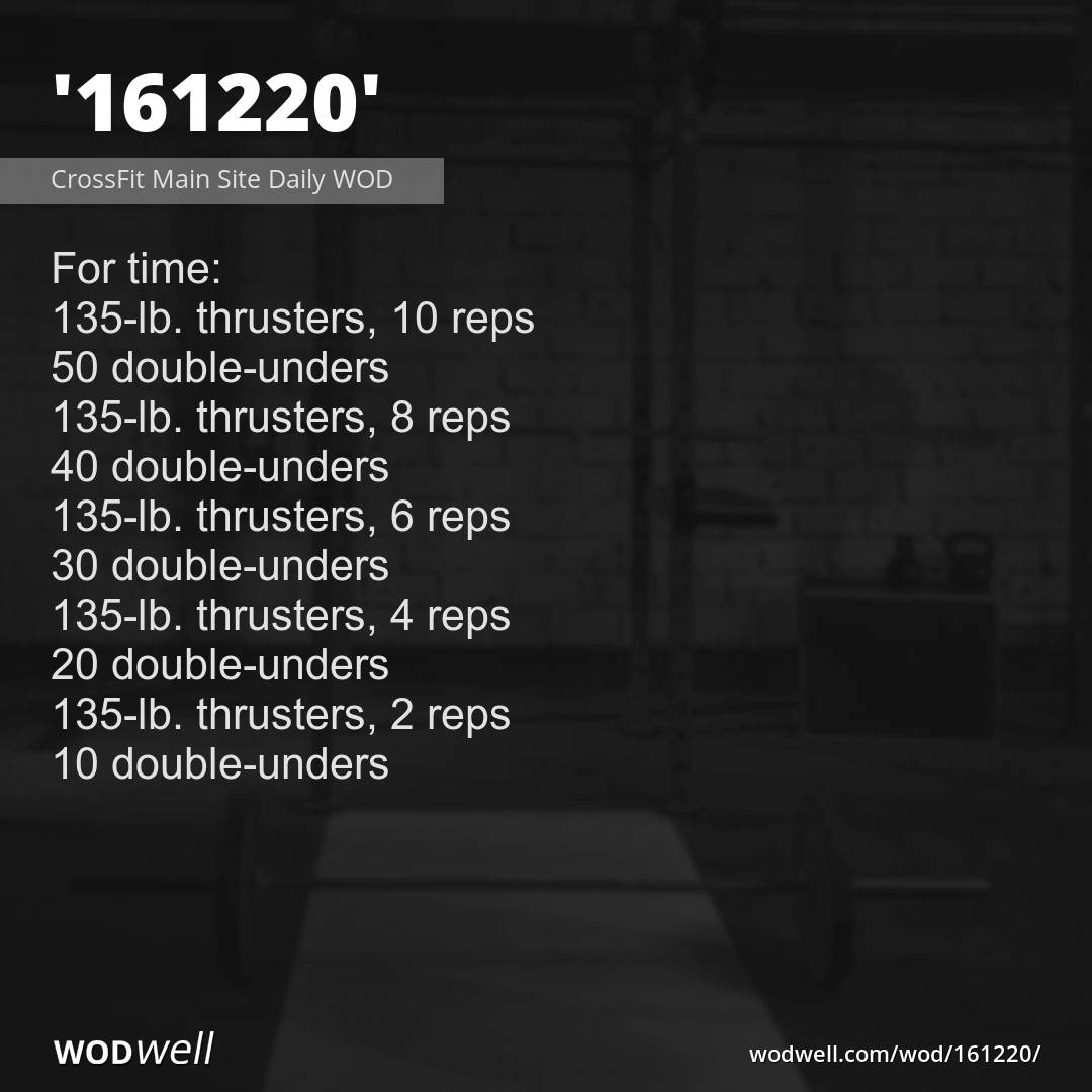 "161220" Workout, CrossFit Main Site Daily WOD | WODwell