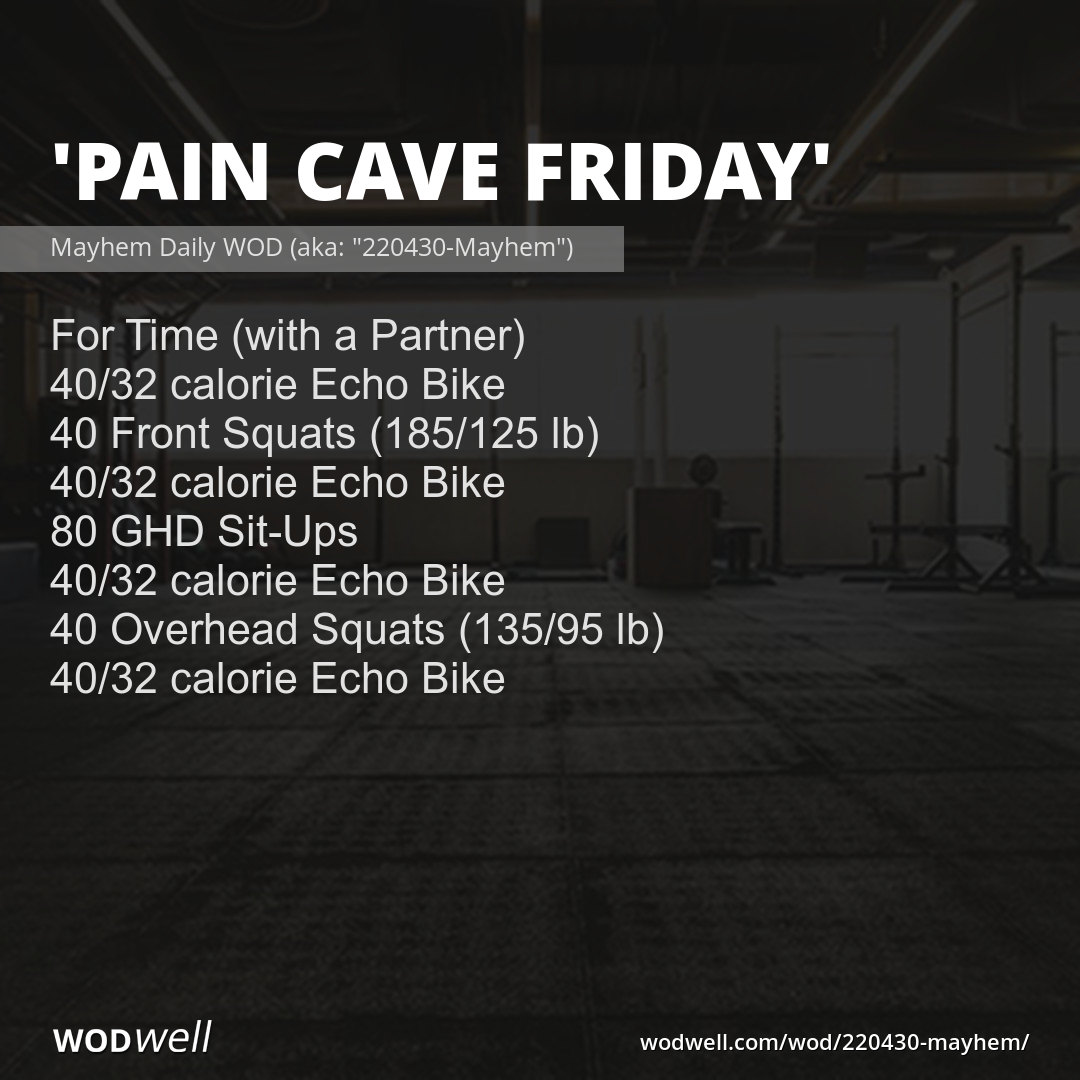 "Pain Cave Friday" Workout, Mayhem Daily WOD (aka: "220430-Mayhem ...