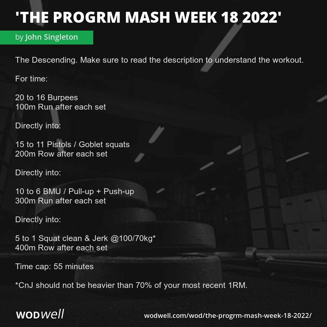 "THE PROGRM MASH WEEK 18 2022" Workout, Coach Creation WOD | WODwell