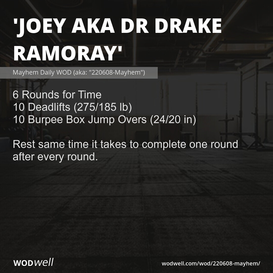 "Joey aka Dr Drake Ramoray" Workout, Mayhem Daily WOD (aka: "220608 ...
