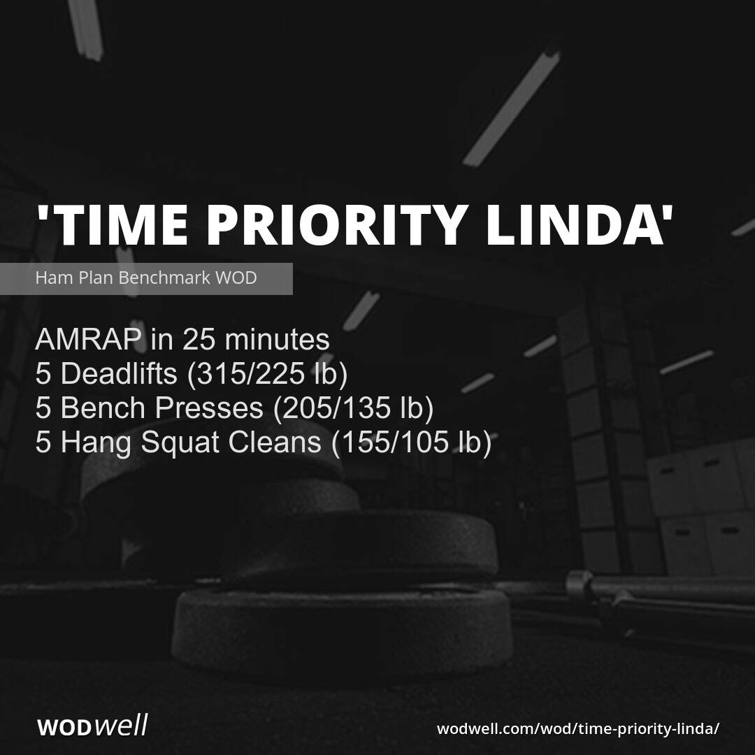 "Time Priority Linda" Workout, Ham Plan Benchmark WOD | WODwell