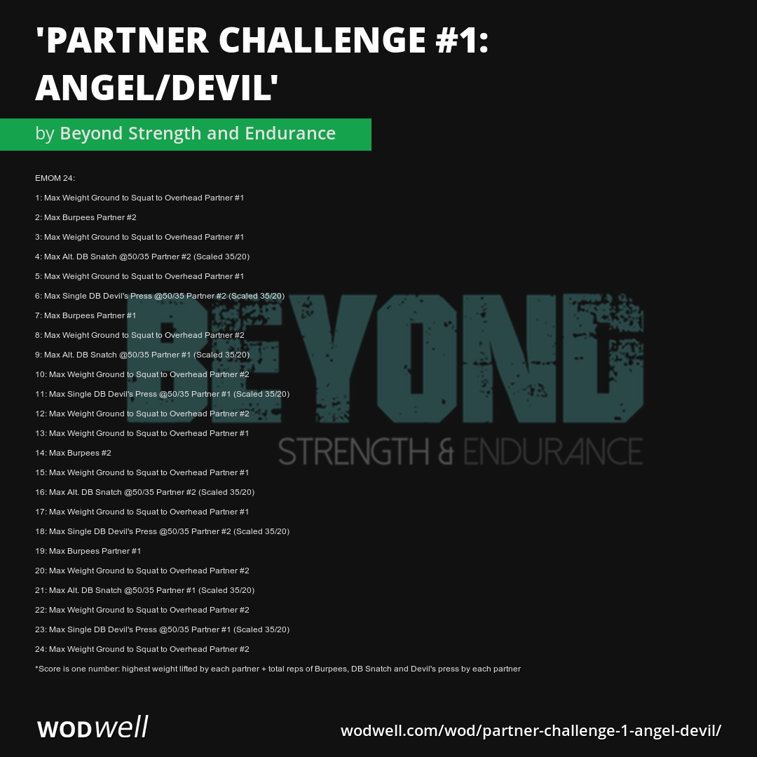 "Partner Challenge #1: Angel/Devil" Workout, Coach Creation WOD | WODwell