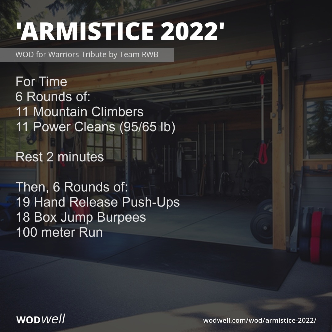 "Armistice 2022" Workout, WOD for Warriors Tribute by Team RWB | WODwell