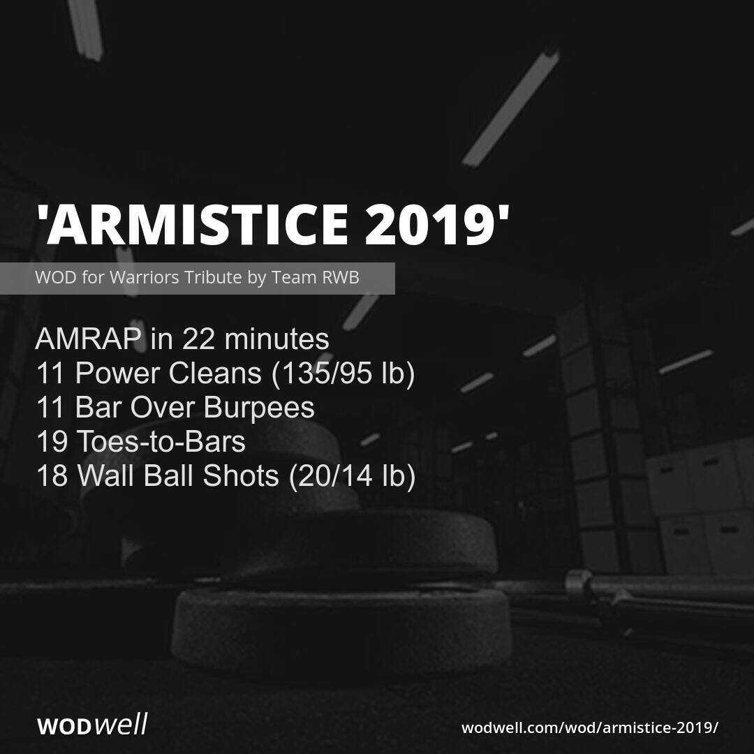 "Armistice 2019" Workout, WOD for Warriors Tribute by Team RWB | WODwell