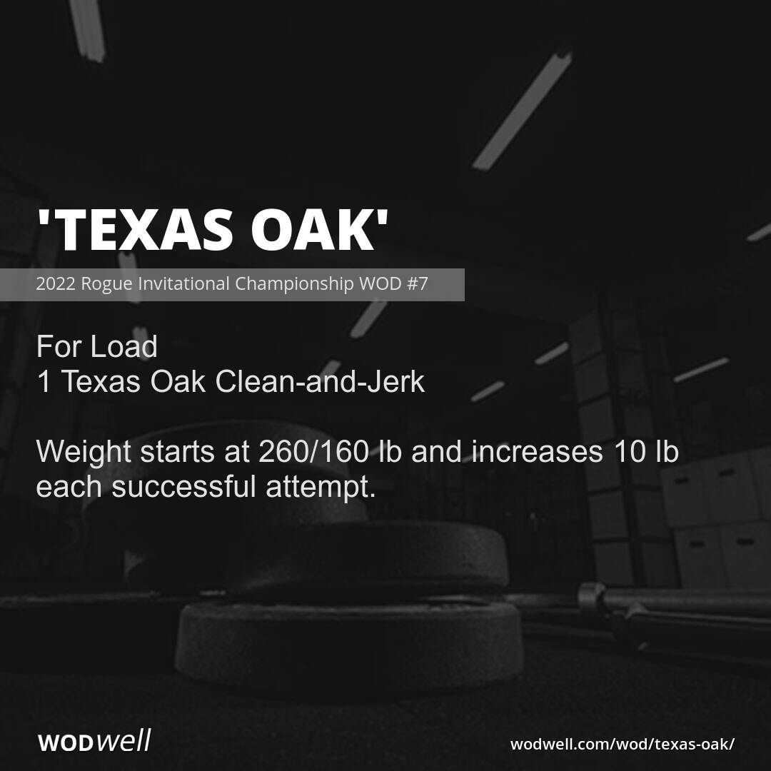 "Texas Oak" Workout, 2022 Rogue Invitational Championship WOD #7 | WODwell