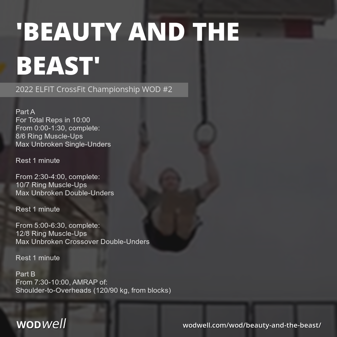"Beauty and the Beast" Workout, 2022 ELFIT CrossFit Championship WOD #2 ...
