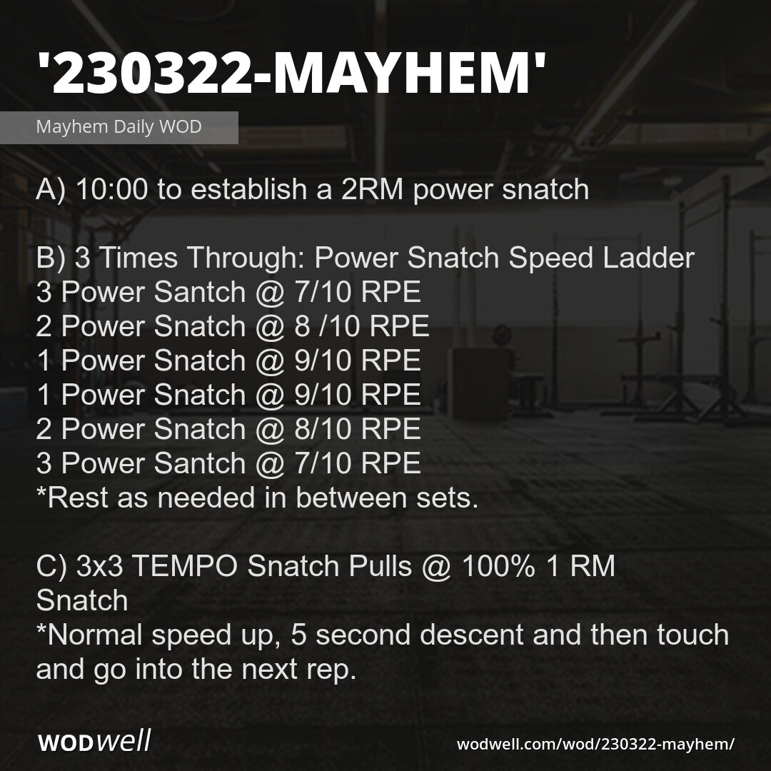 "230322-Mayhem" Workout, Mayhem Daily WOD | WODwell
